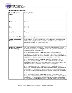 Benchmark – Special Education Lesson Plan - LESSON PLAN TEMPLATE ...