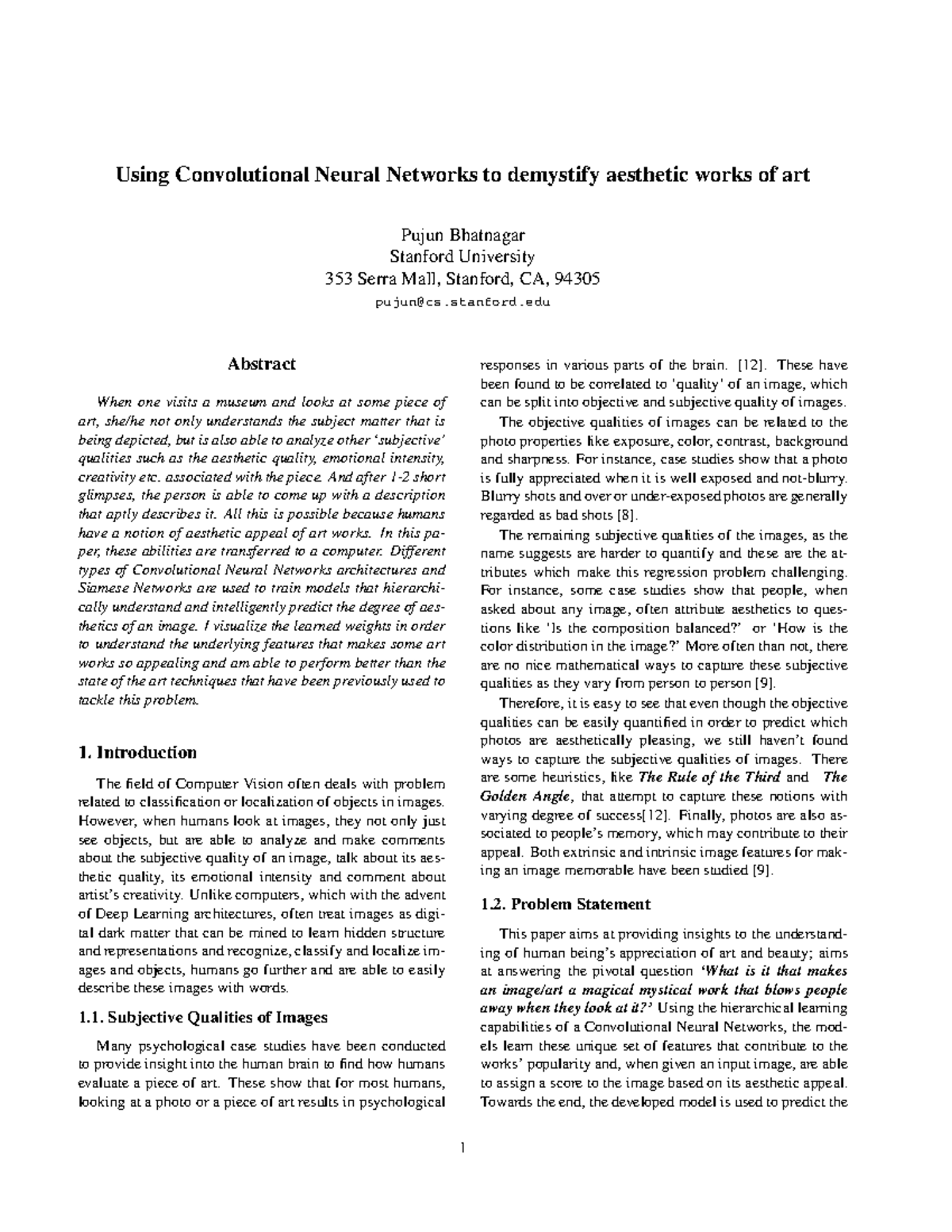 Using convolutional neural networks to demystify aesthetic works of art - These have been found ...