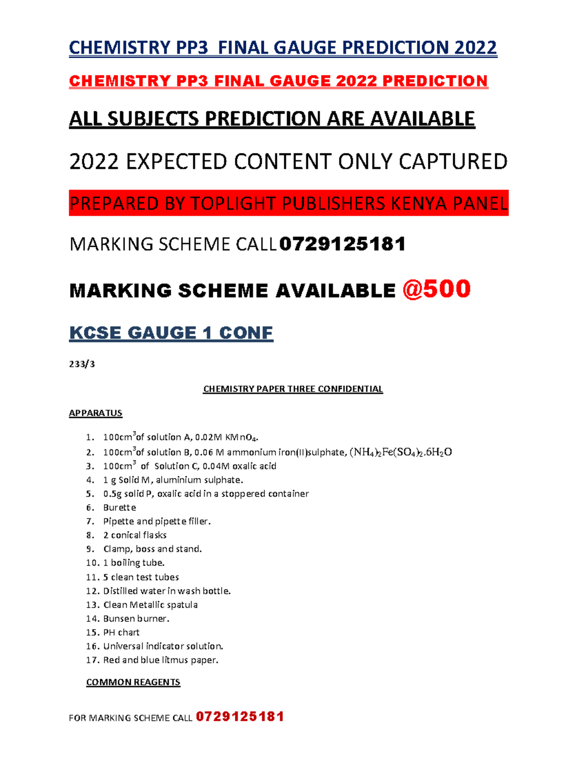 Chemistry PP3 Final Gauge 2022 Prediction - CHEMISTRY PP3 FINAL GAUGE 2022 PREDICTION ALL ...