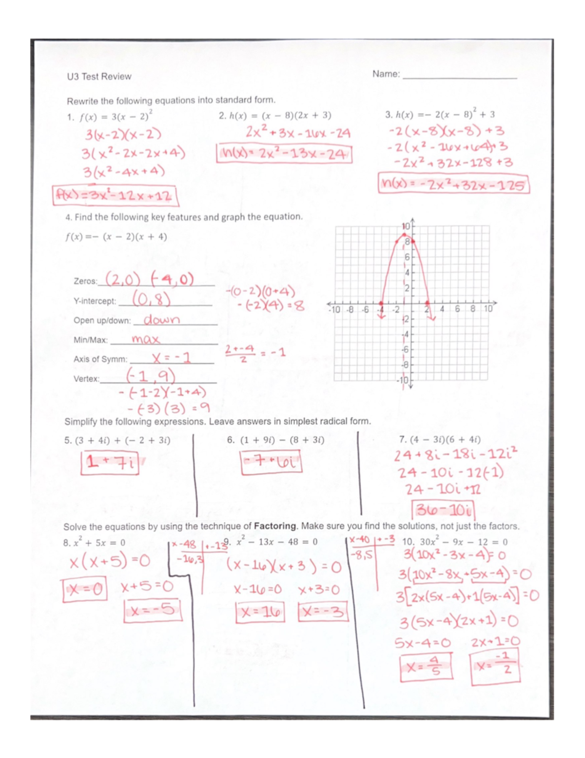 U3 Test Review Key - wdnd'nljandnjnlwa - Studocu