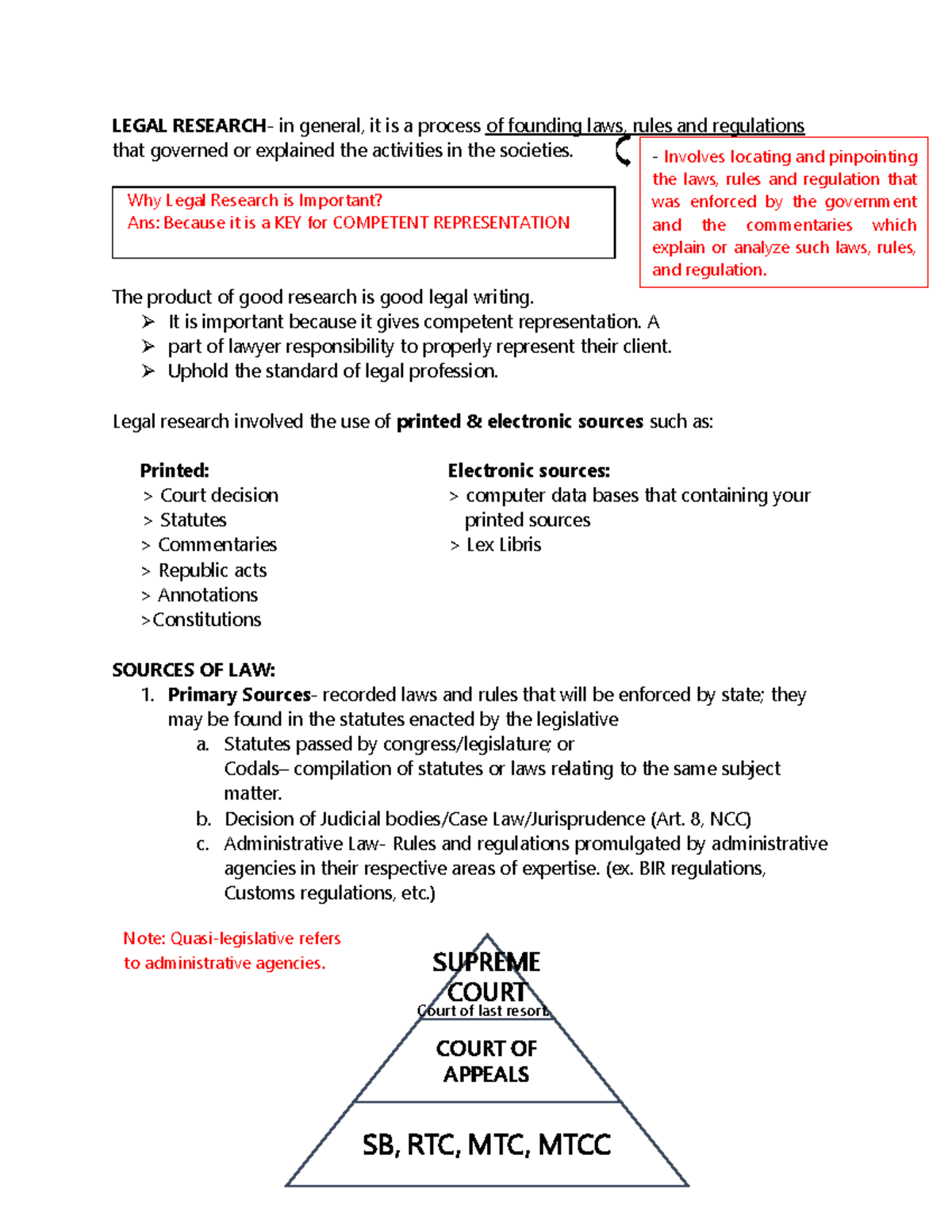 Legal Research- Midterm Coverage (Part 1) - Involves locating and ...
