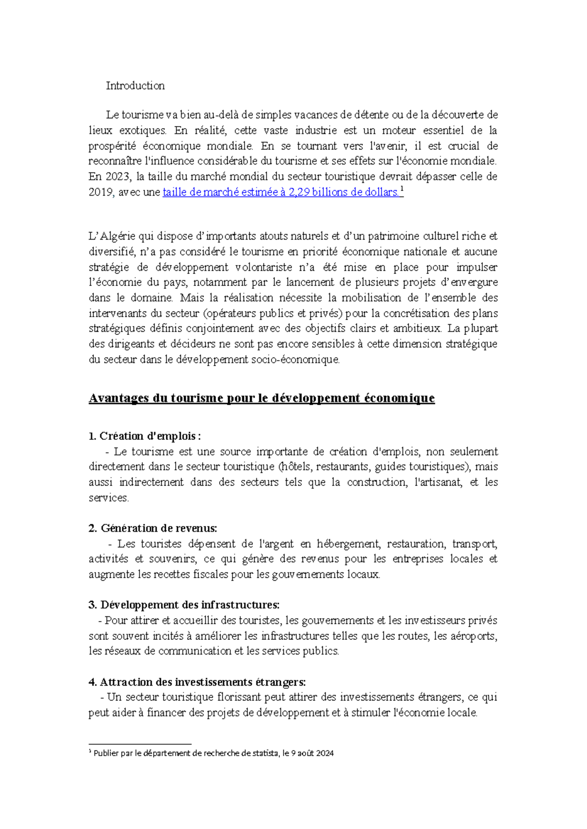 Préparation commu 3 - ergeg - Introduction Le tourisme va bien au-delà ...