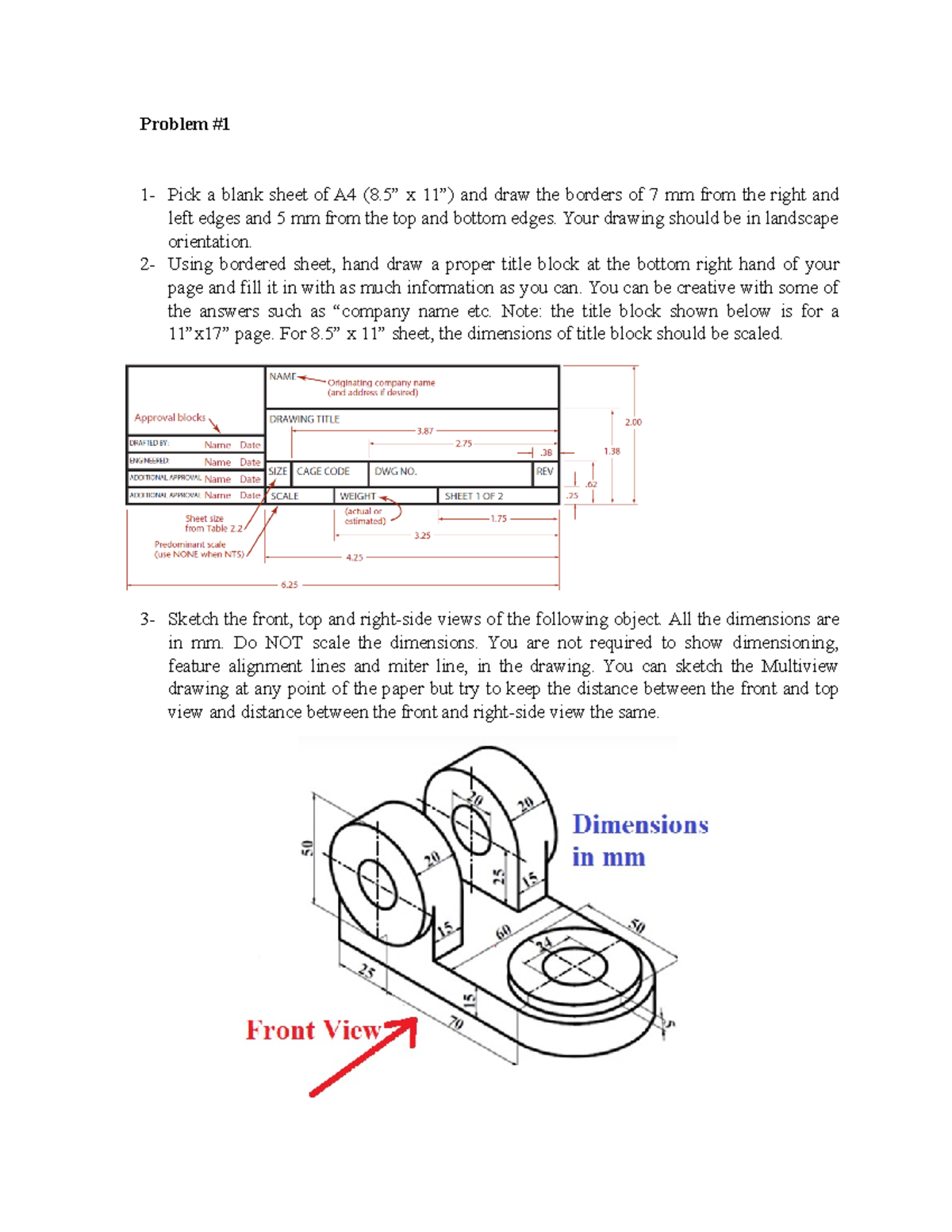 Assignment 2 - Problem # 1- Pick a blank sheet of A4 (8” x 11”) and ...