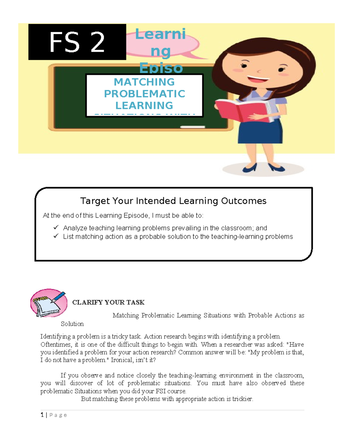 FS-2-Episode-4 Done Diane - Target Your Intended Learning Outcomes At ...