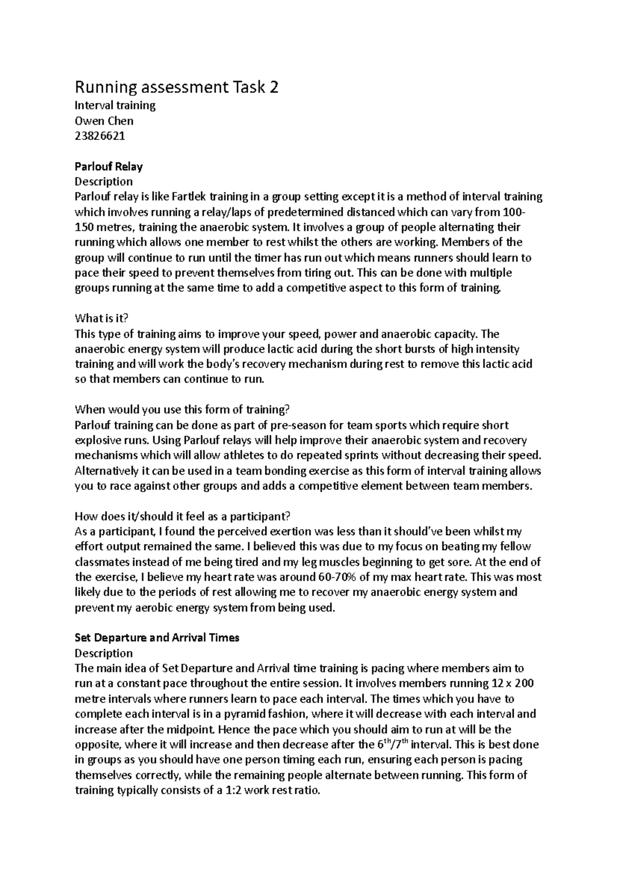 Running assessment Task 2 - It involves a group of people alternating ...