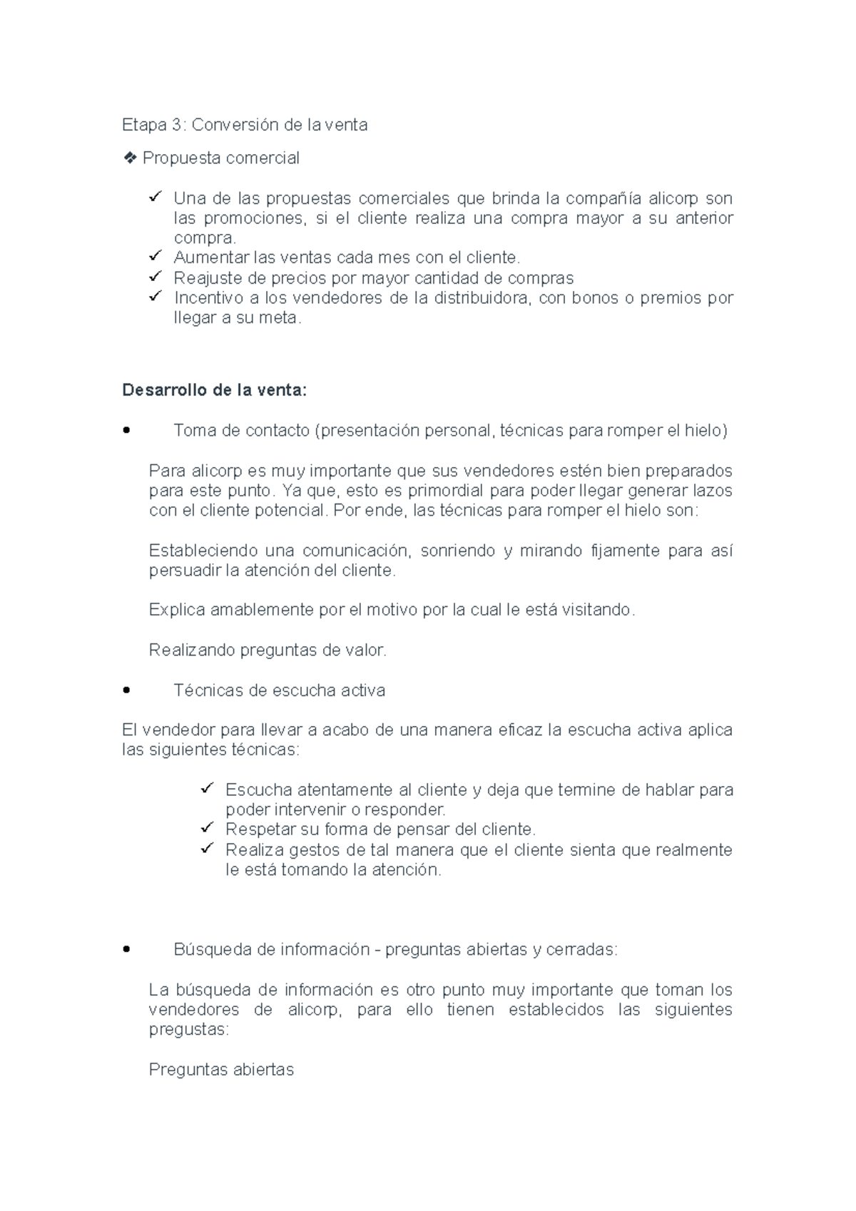 Etapa 3 trabajo ventas - Etapa 3: Conversión de la venta Propuesta ...