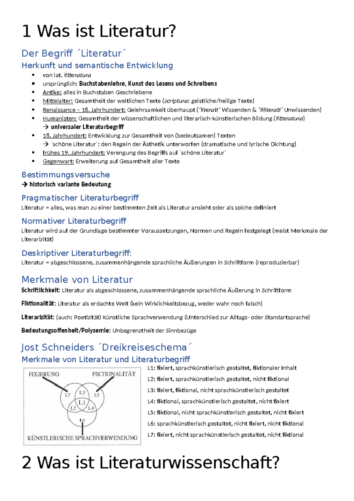 Zusammenfassung NDL - Angefertigt im WS - 1 Was ist Literatur? Der Begriff ́Literatur ́ Herkunft ...