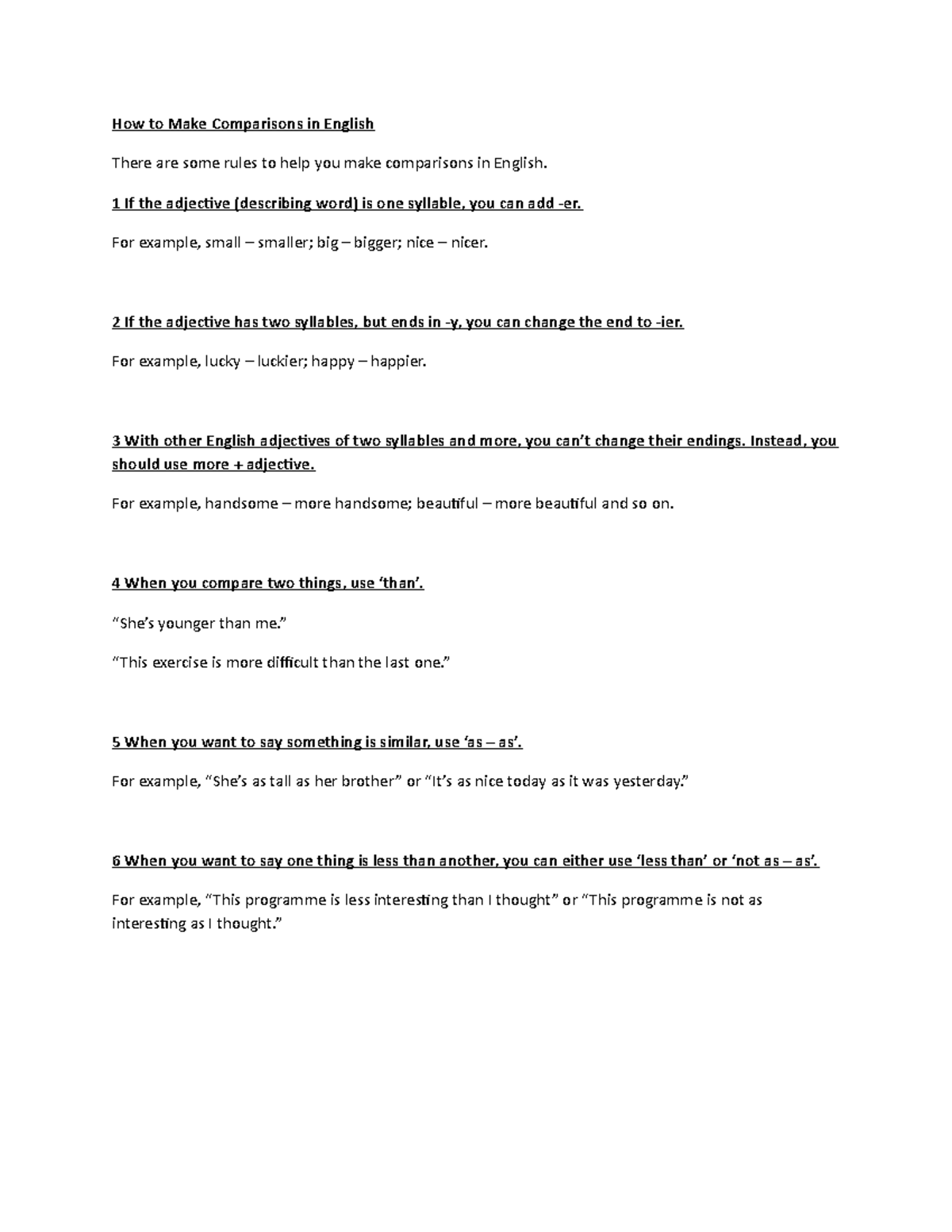 How to Make Comparisons in English - Foundation English - UUM - Studocu