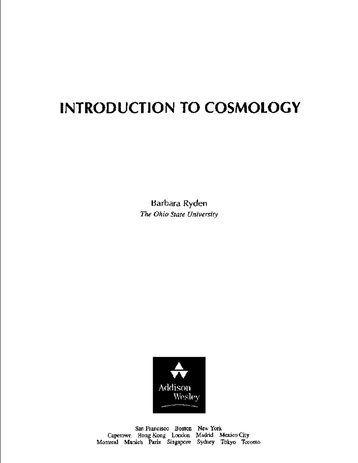 15053 Introduction To Cosmology - Advanced Physics - Studocu