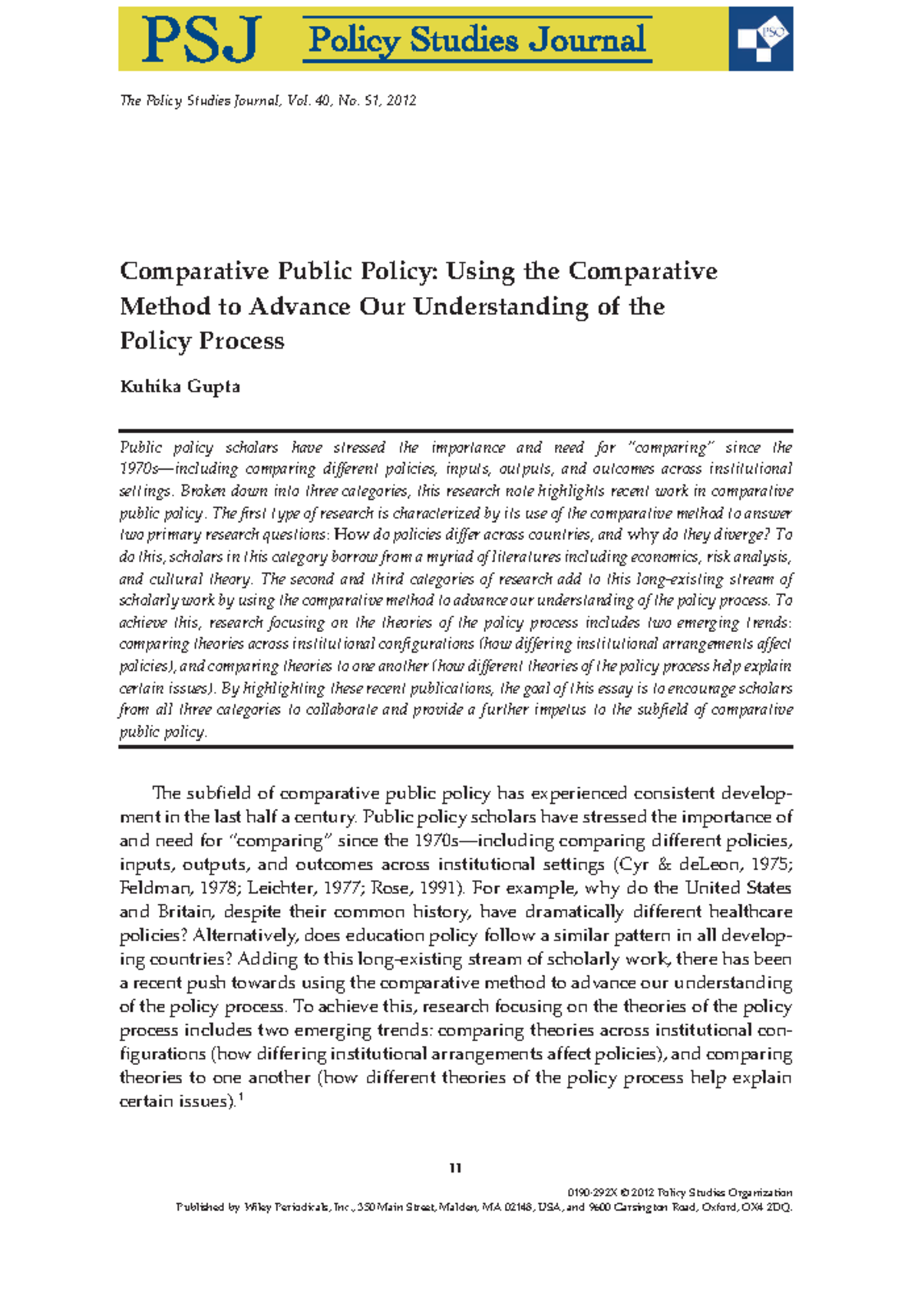 AAU-policy Comparative public policy 22 - Comparative Public Policy ...