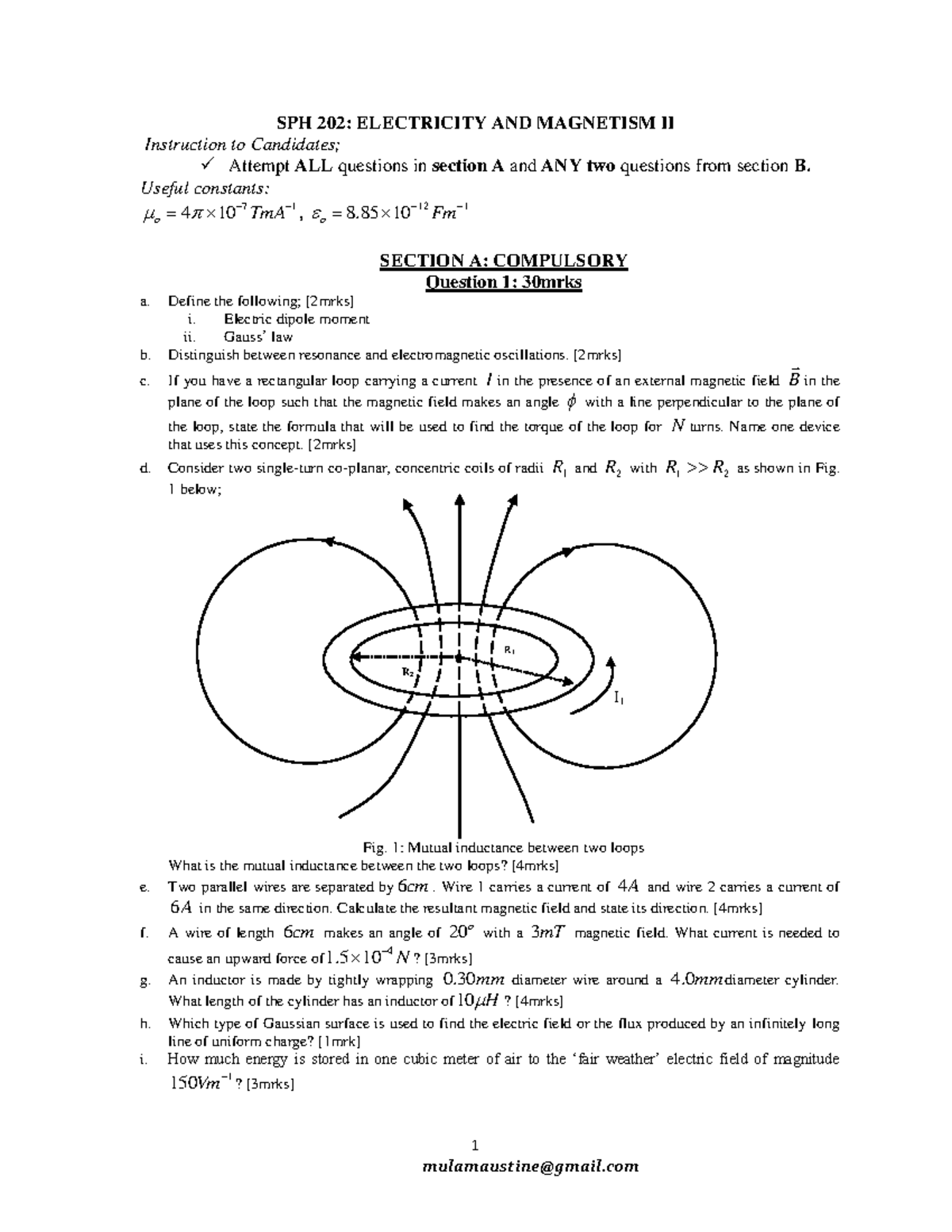 Electricity and Magnetism II 2 - 1 SPH 202: ELECTRICITY AND MAGNETISM ...