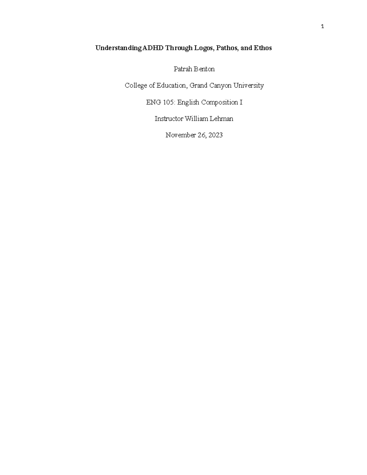 Benton Understanding Adhdthrough Logos - Understanding ADHD Through ...