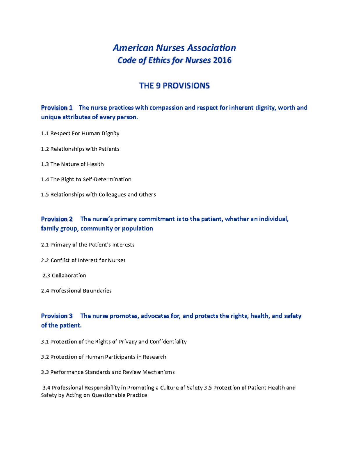 Nursing Code of Ethics - NURS 104 - UL Lafayette - Studocu