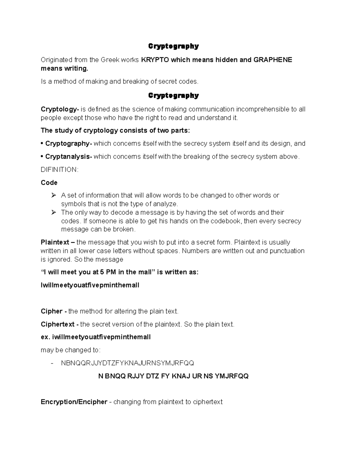 Cryptography - lecture notes from olfu - Cryptography Originated from ...