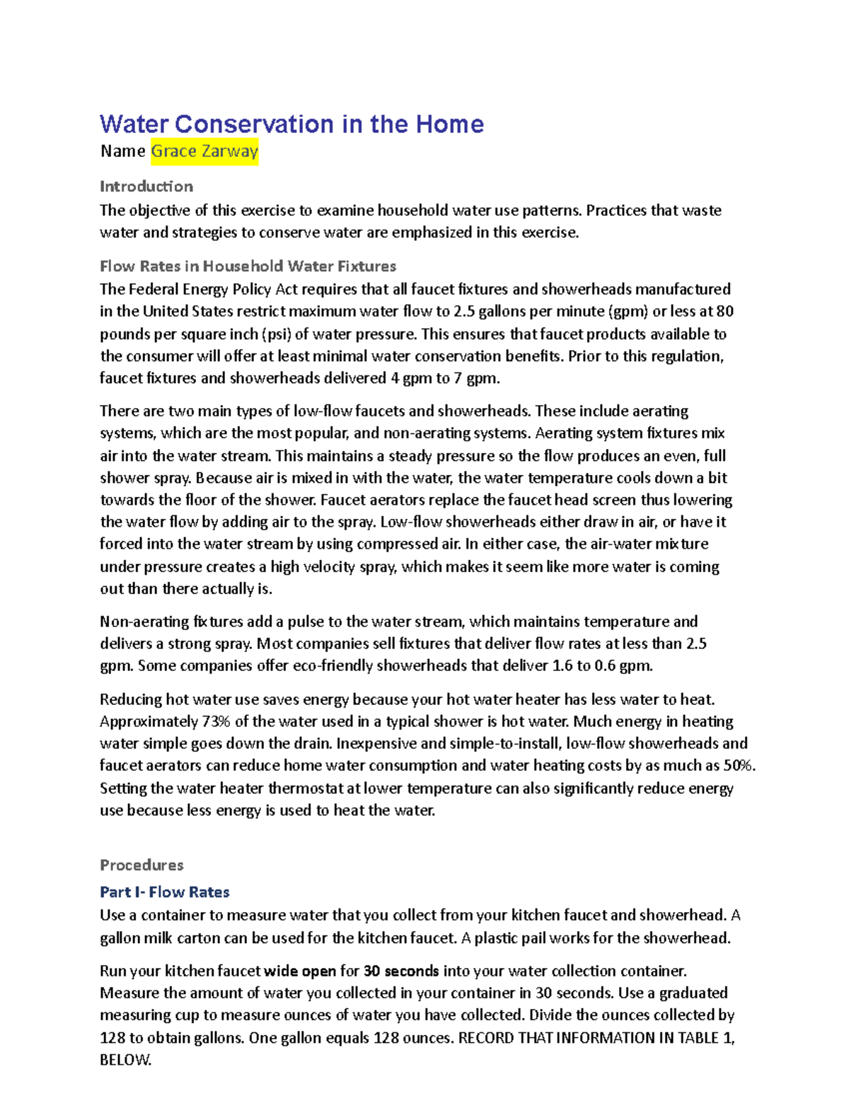 Water Conservation in the Home(done) - Water Conservation in the Home ...