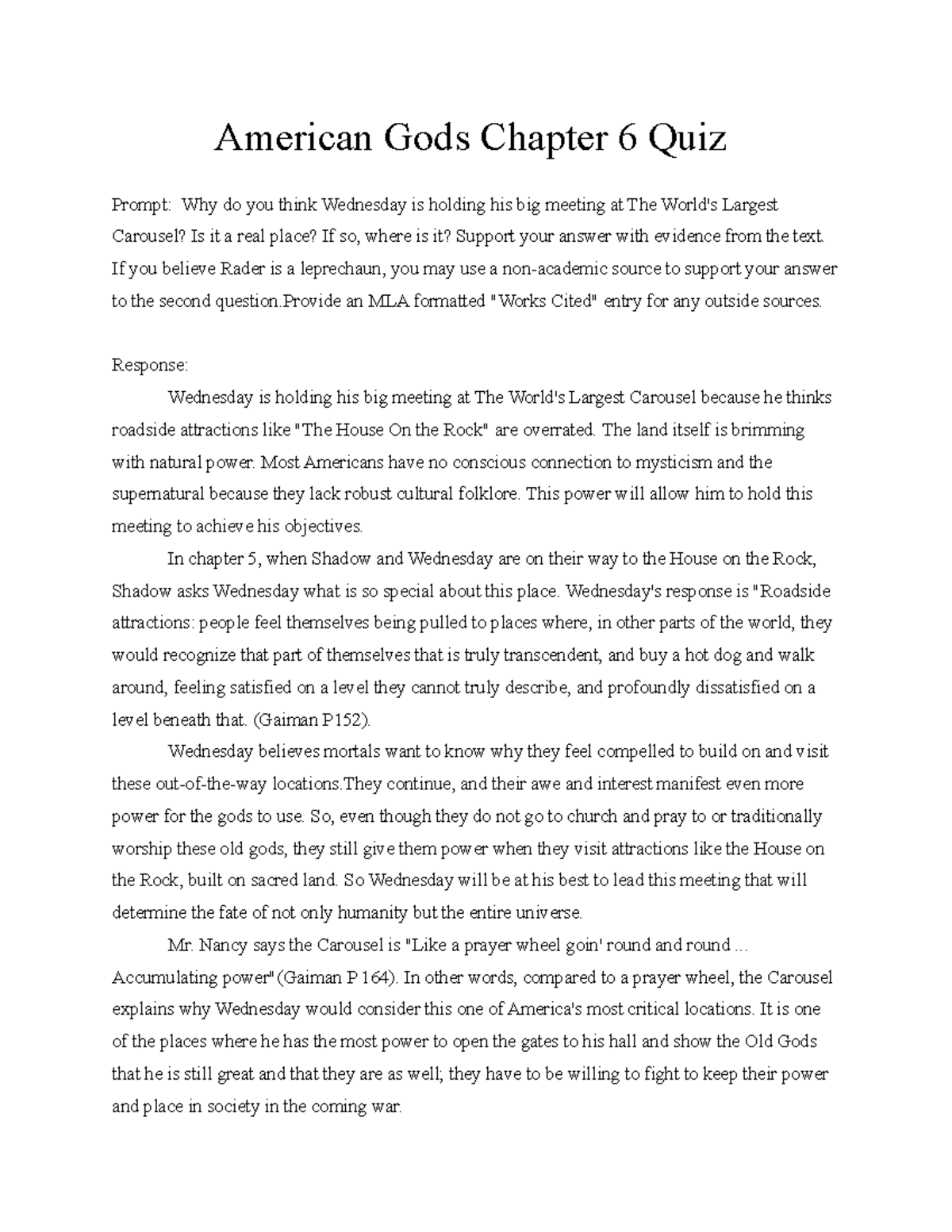 American Gods Chapter 6 Quiz - If you believe Rader is a leprechaun ...