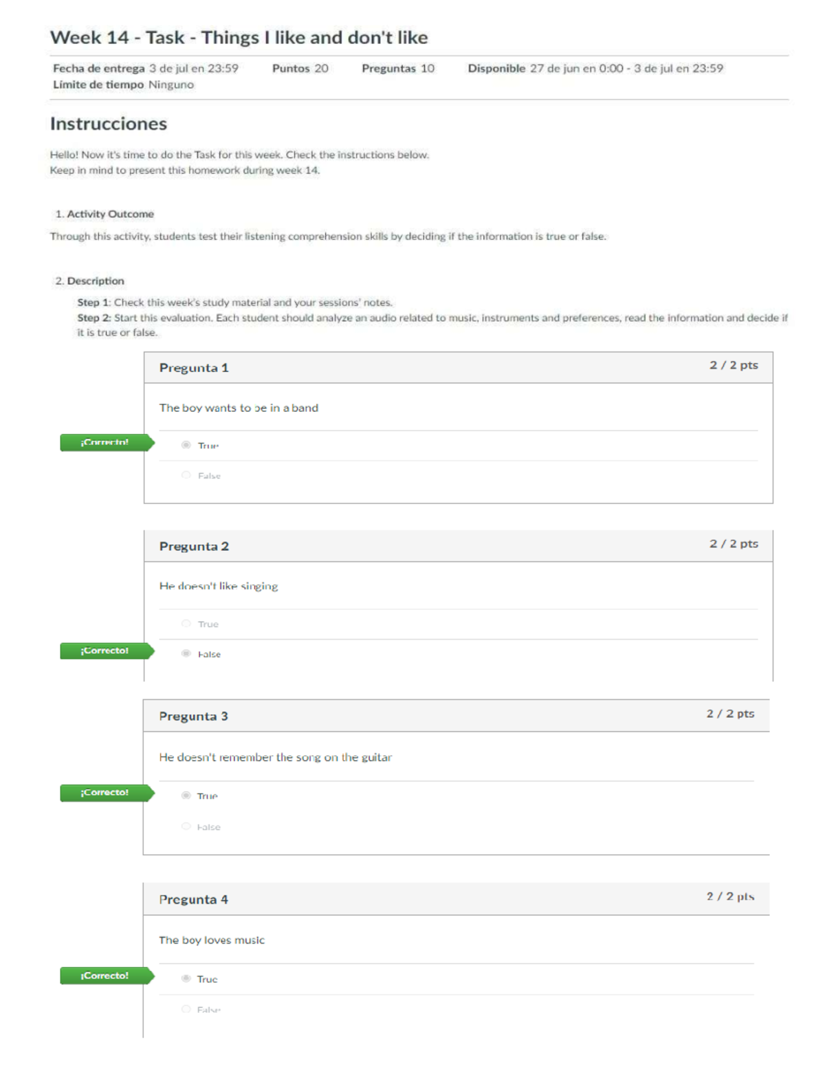 Week 14 - Task - Things I like and don't like Ingles - Studocu