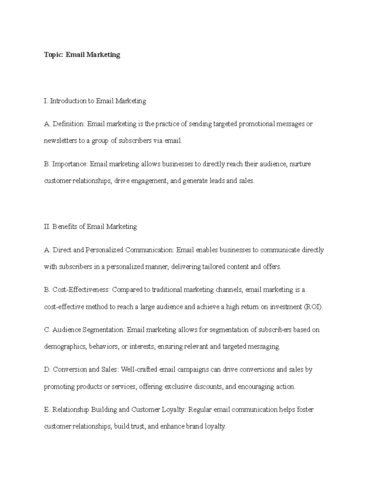 Email Marketing - Detailed Notes - got an A - Topic: Email Marketing I ...