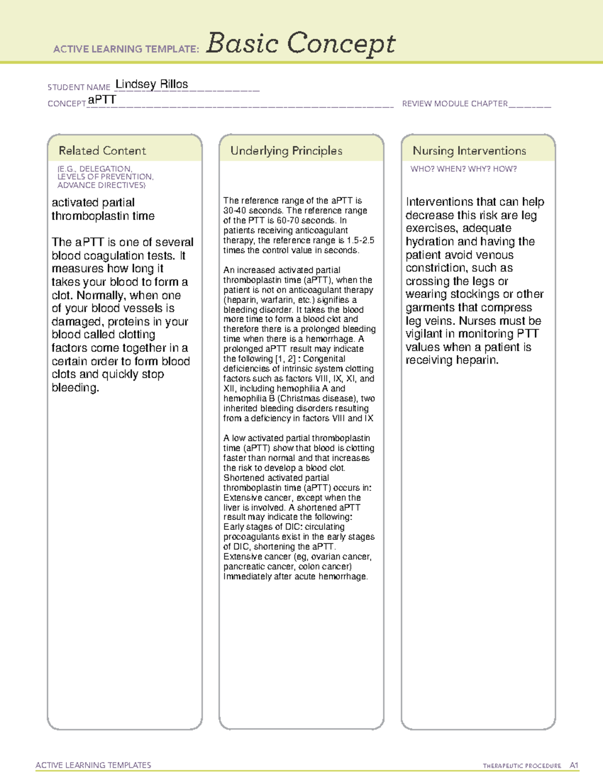 A PTT Quiz 11 A PTT Quiz 11 ACTIVE LEARNING TEMPLATES THERAPEUTIC