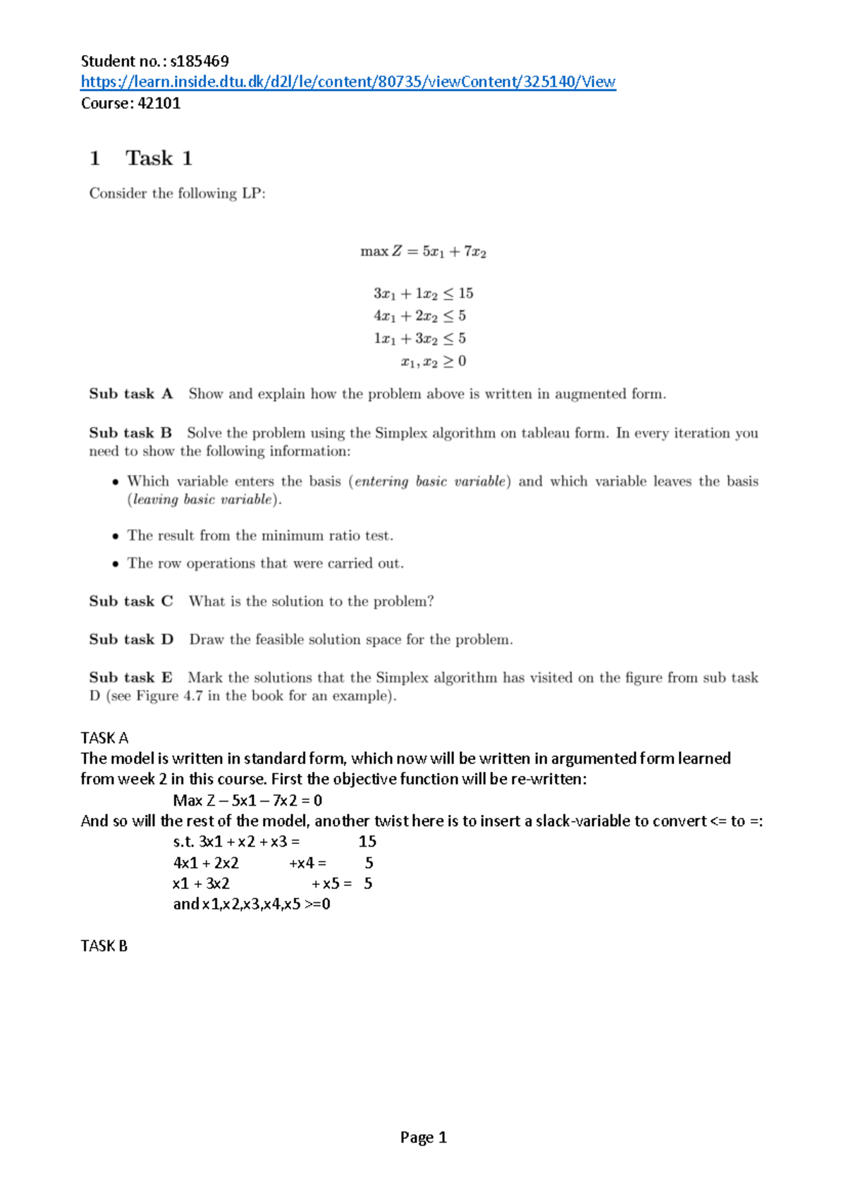 Assignment 1 42101 s185469 - learn.inside.dtu/d2l/le/content/80735 ...