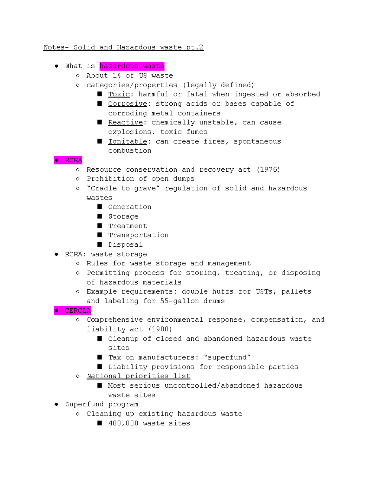 Global Environmental Issues Notes 16 - Notes- Solid and Hazardous waste ...