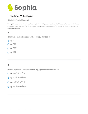 Sophiamilestone 1 - Practice milestones for sophia calculus 1 - 1 0 / ...