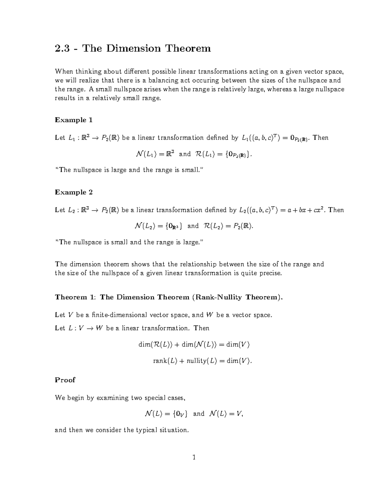 CH 2.3-Dimension Theorem - 2 - The Dimension Theorem When thinking about different possible ...