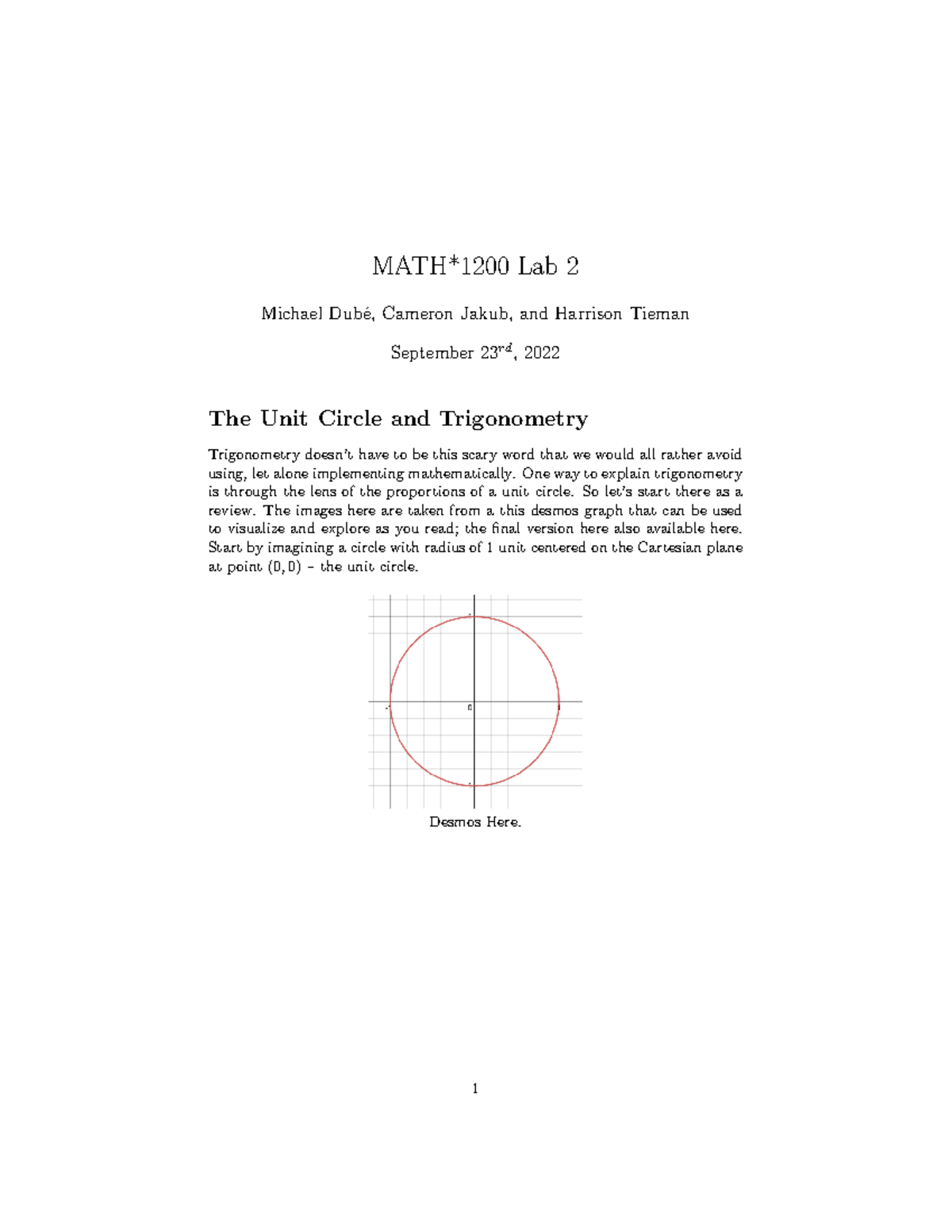 MATH 1200 Lab2 Questions - MATH*1200 Lab 2 Michael Dub ́e, Cameron ...