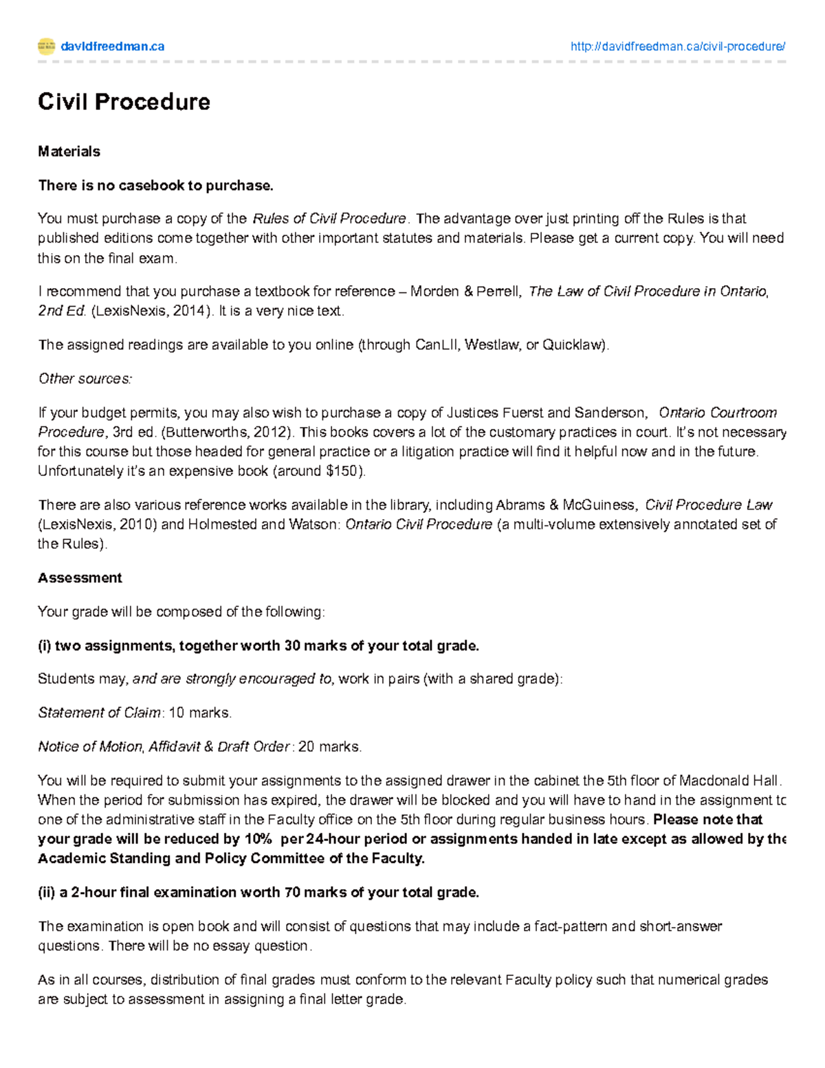 Outline and Course Topic - davidfreedman davidfreedman/civil-procedure ...