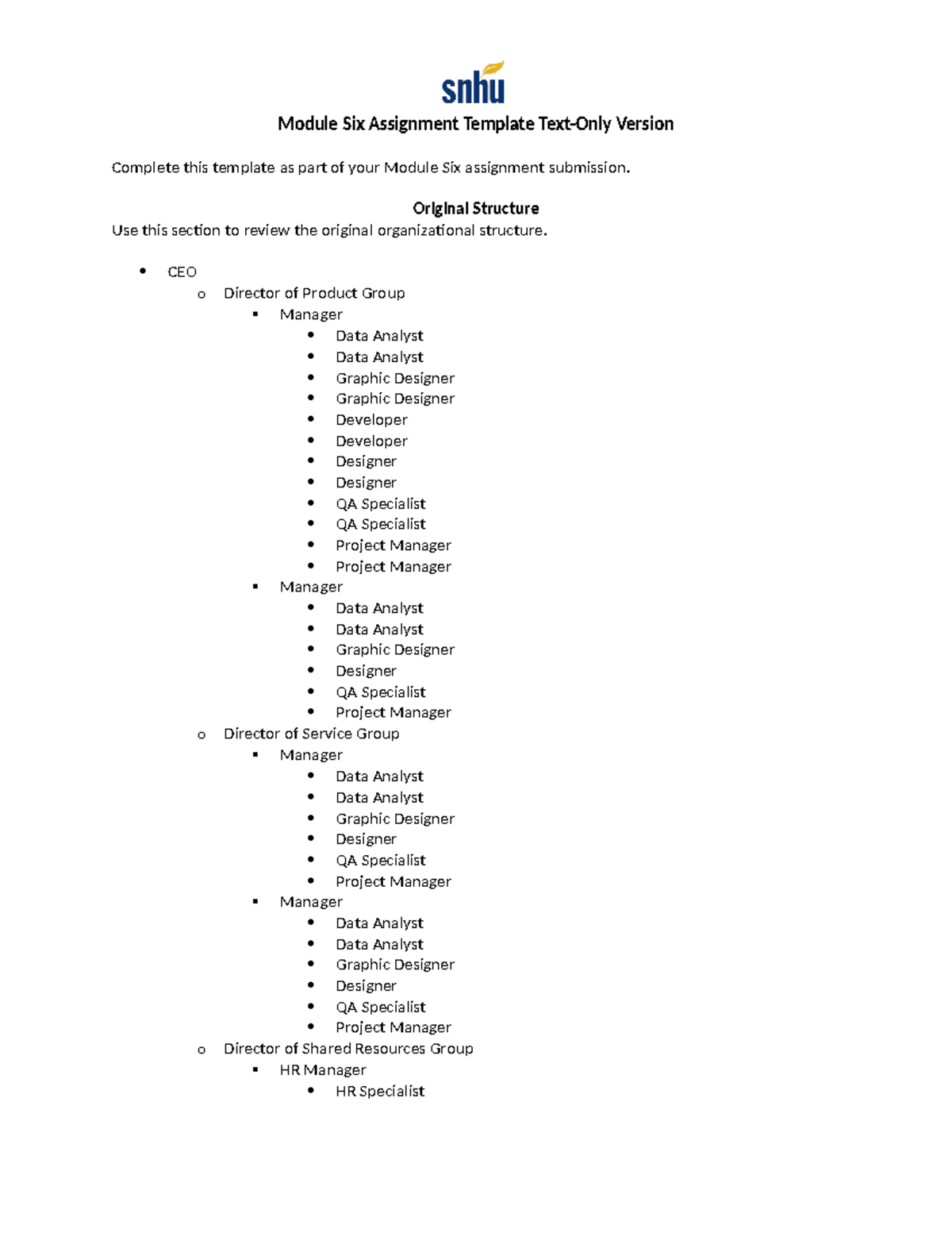 BUS 210 Module Six Assignment Template Text-Only Version - Module Six ...