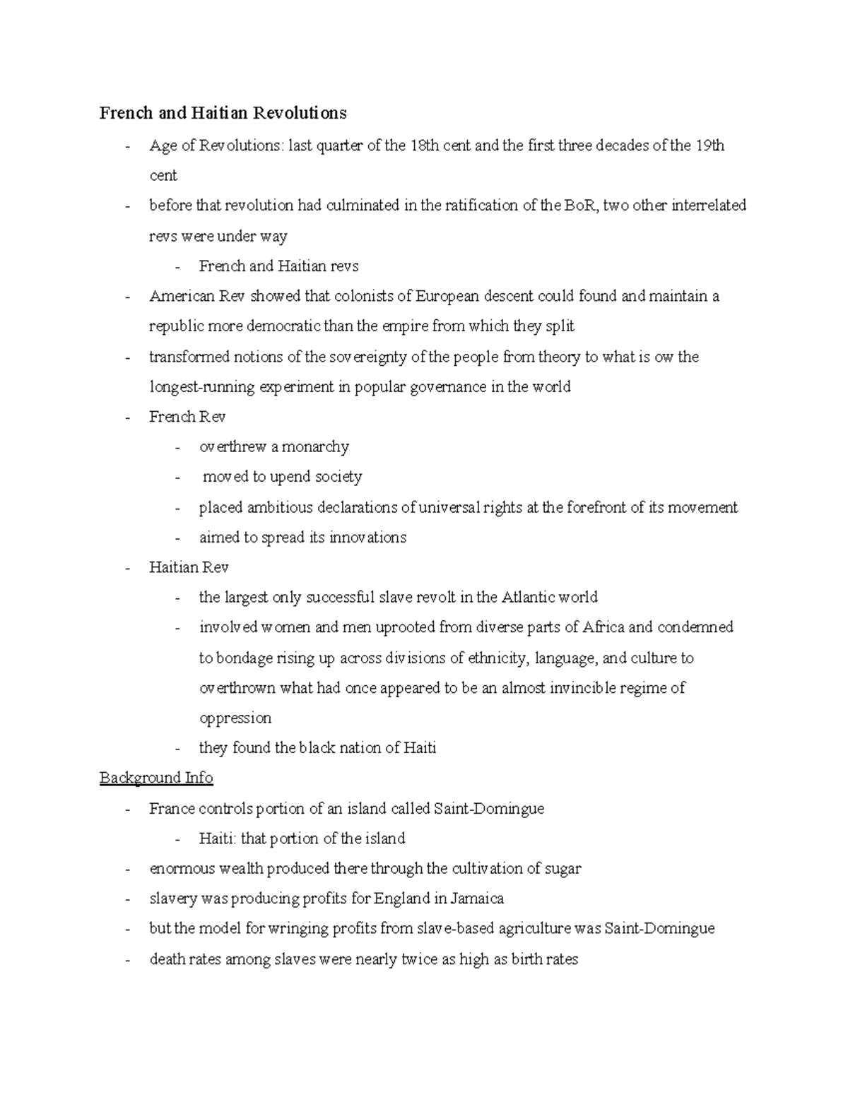 French and Haitian Revolutions - Domingue with diverse political ...
