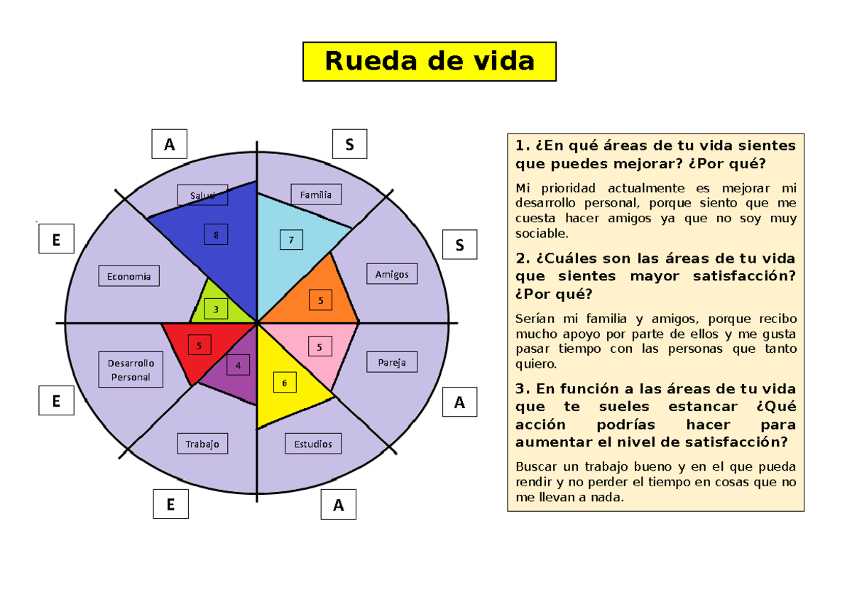 Rueda de vida - Economía Trabajo Desarrollo Personal Estudios Pareja ...