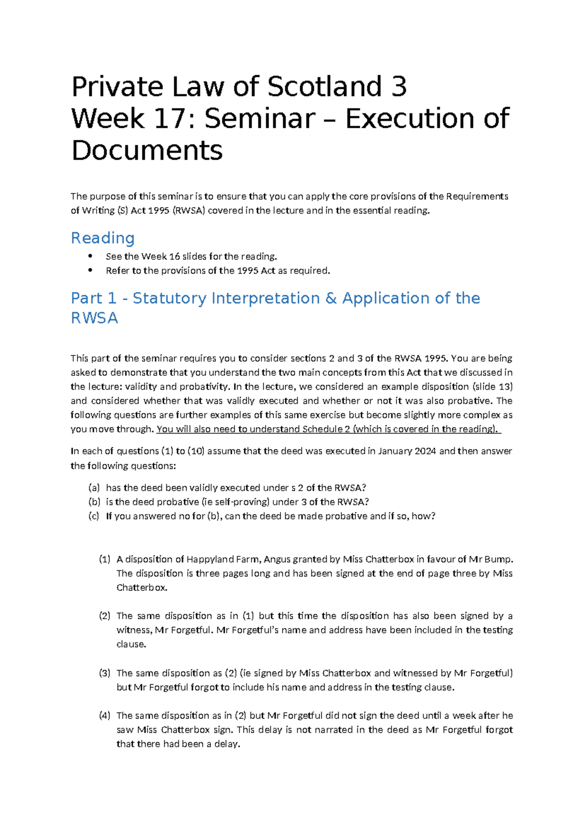 Week 17 - Seminar - Requirements of Writing - Private Law of Scotland 3 ...