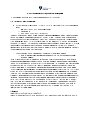HUM 102 Project Template - HUM 102 Project Template To complete this ...
