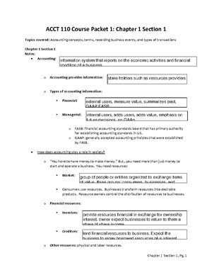 acct notes for class - ACCOUNTING 200 FINAL EXAM: Review Notes- Spring ...
