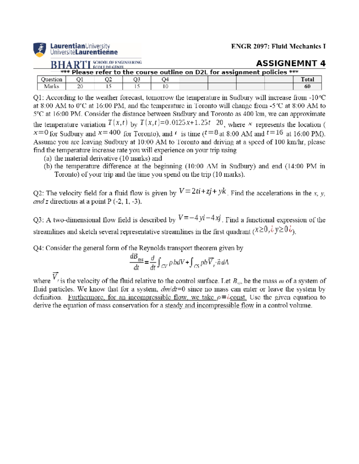 Assignment 4 Solutions - ENGR-2097EL - Studocu
