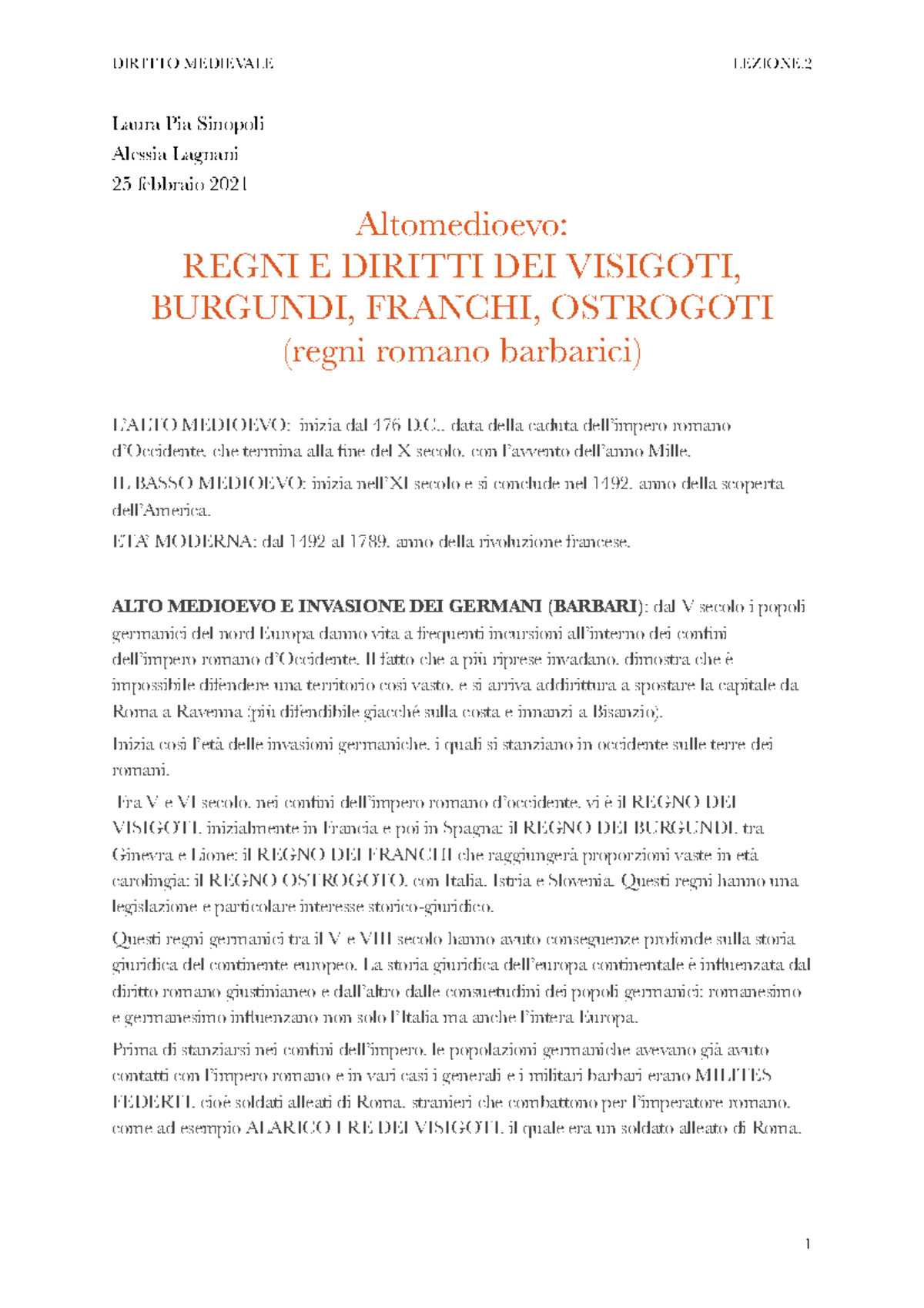 Diritto medievale e moderno - DIRITTO MEDIEVALE LEZIONE. Laura Pia ...