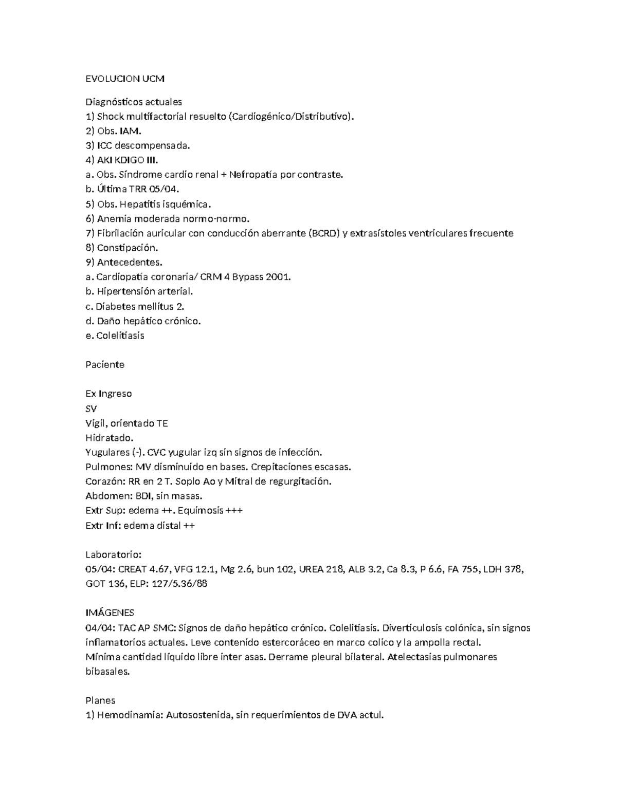 Evolucion UCM - EVOLUCION UCM Diagnósticos actuales Shock ...