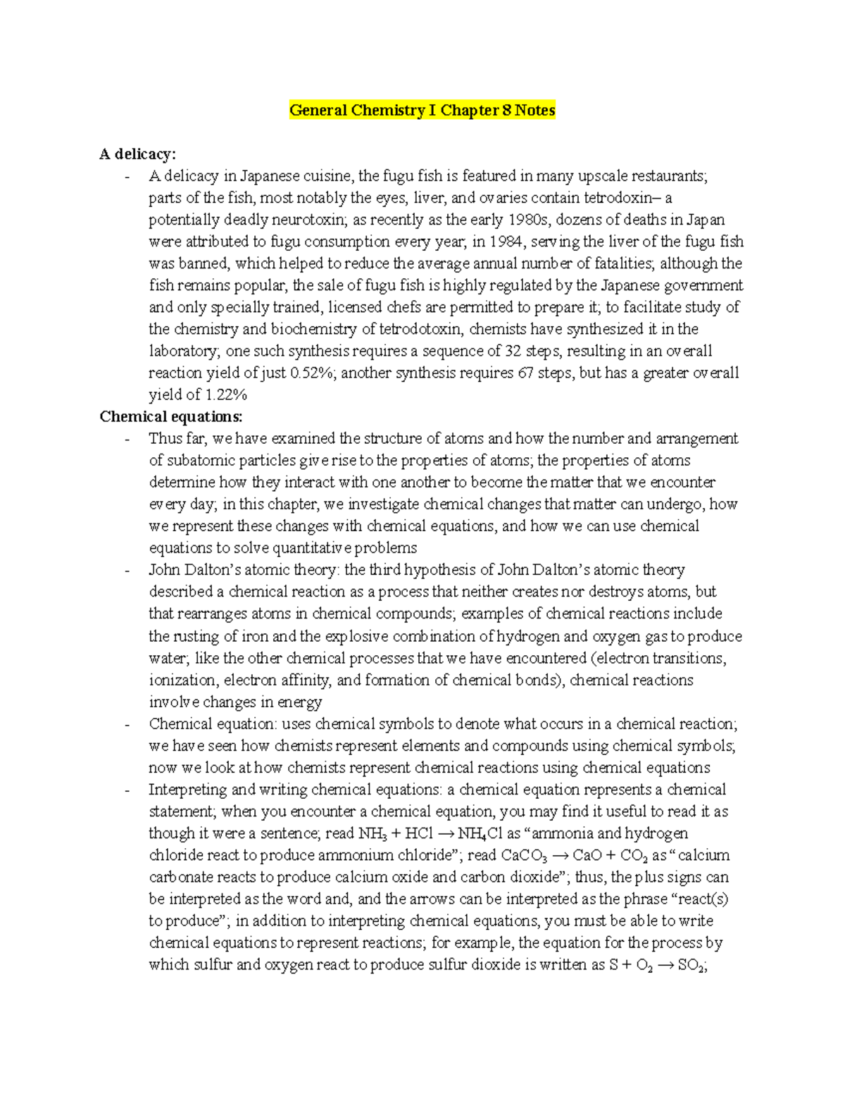 General Chemistry I Chapter 8 Notes - ; in the case of sulfur, however ...