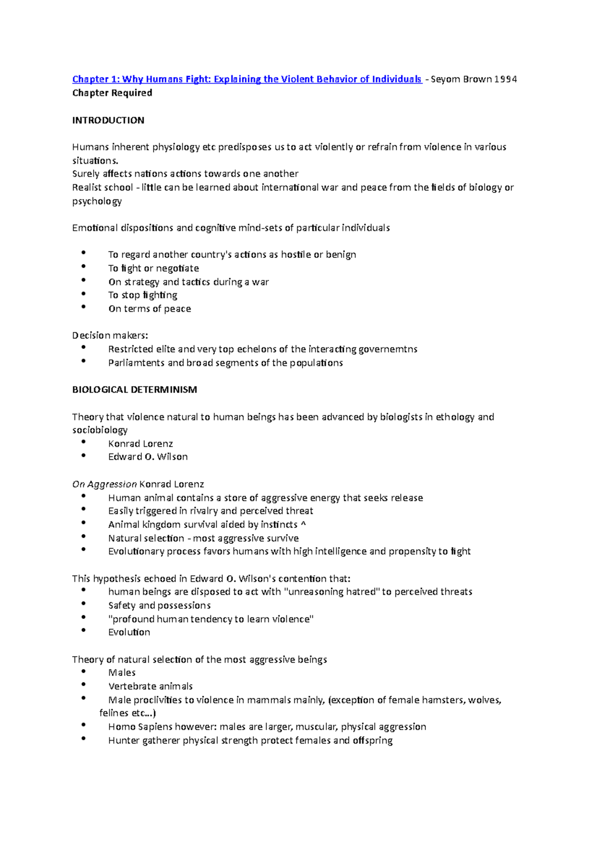 Why humans fight Seymon Brown ntoes - Chapter 1: Why Humans Fight ...