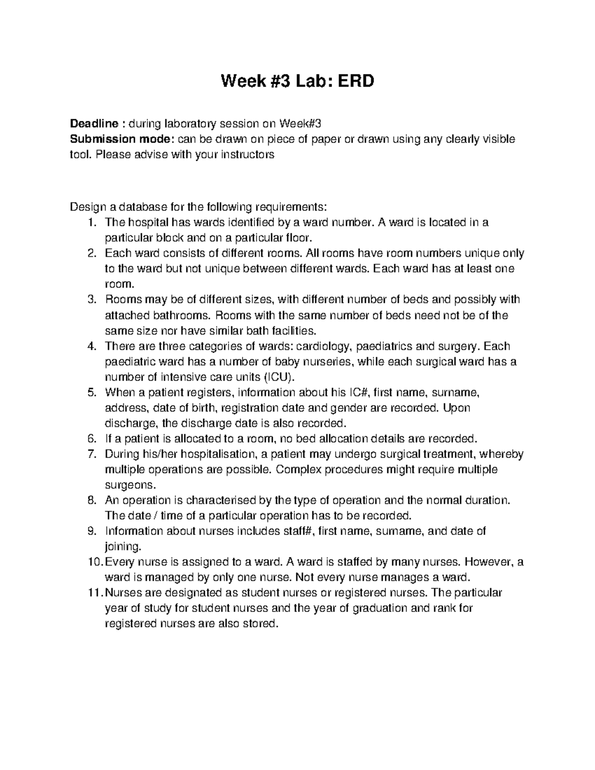 Week3-lab-updated - Database Management system1 - Week #3 Lab: ERD Deadline : during laboratory ...