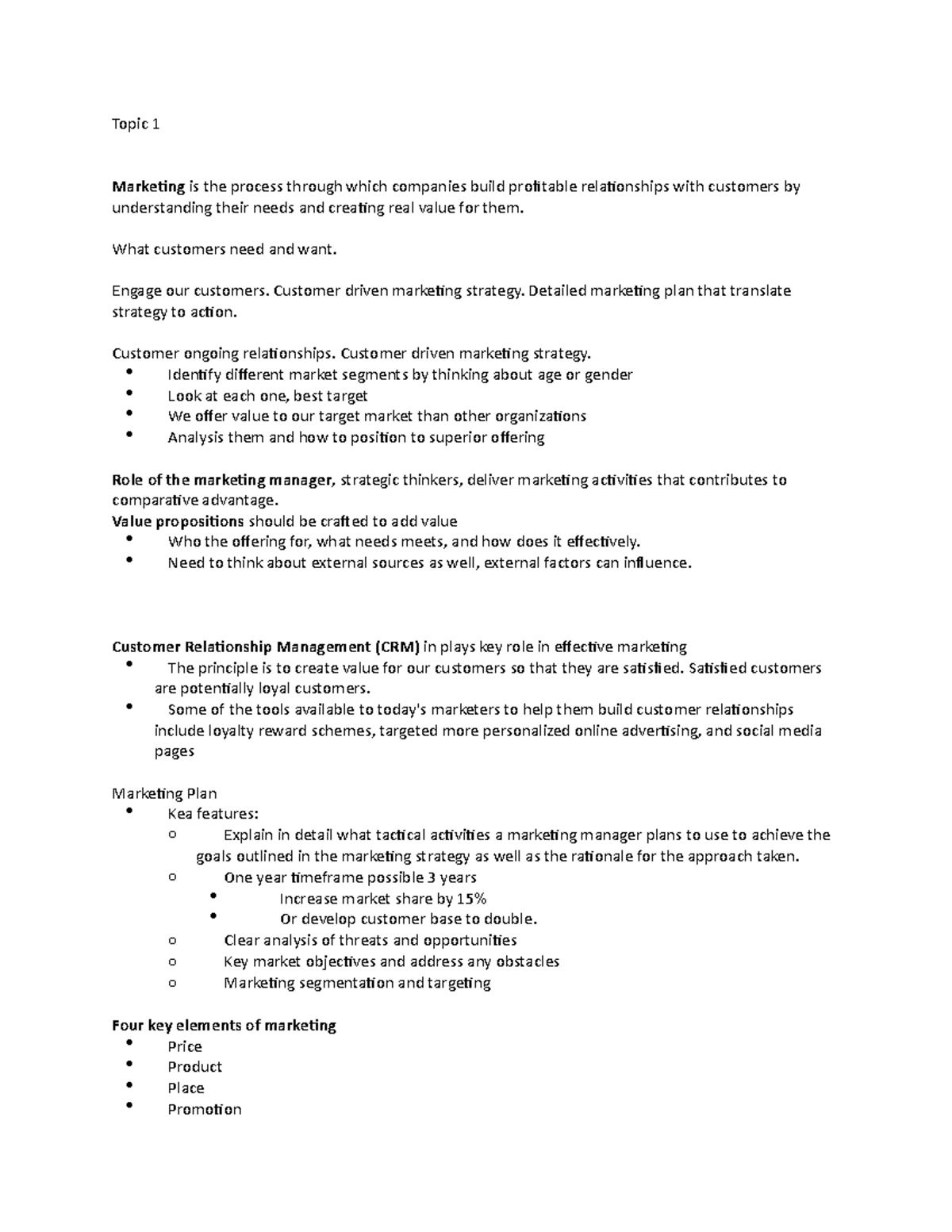 Topic 1 - Lecture notes 1 - Topic 1 Marketing is the process through ...