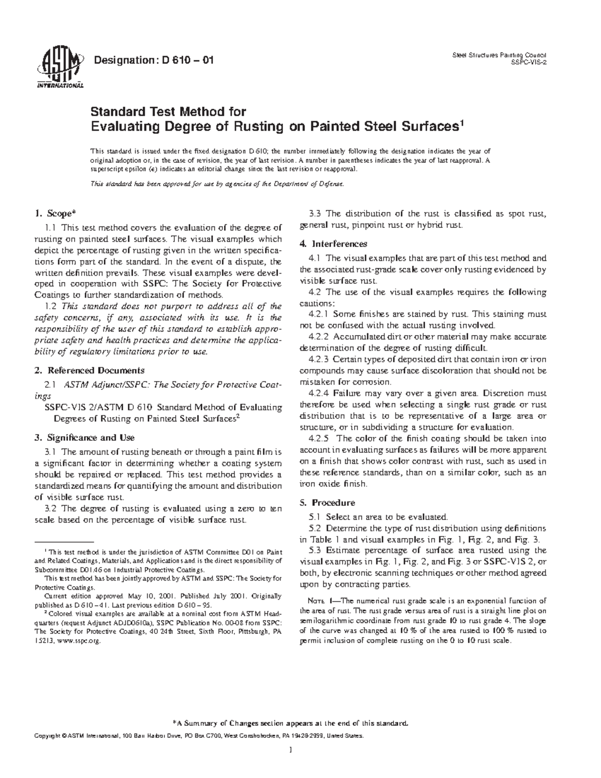 ASTM D 610 - Designation: D 610 – 01 Steel Structures Painting Council ...