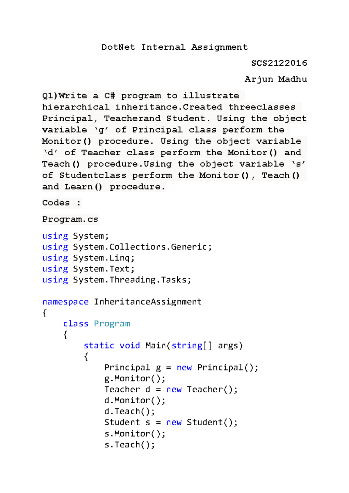 Dot Net Internal Assignment(016) - DotNet Internal Assignment SCS Arjun ...