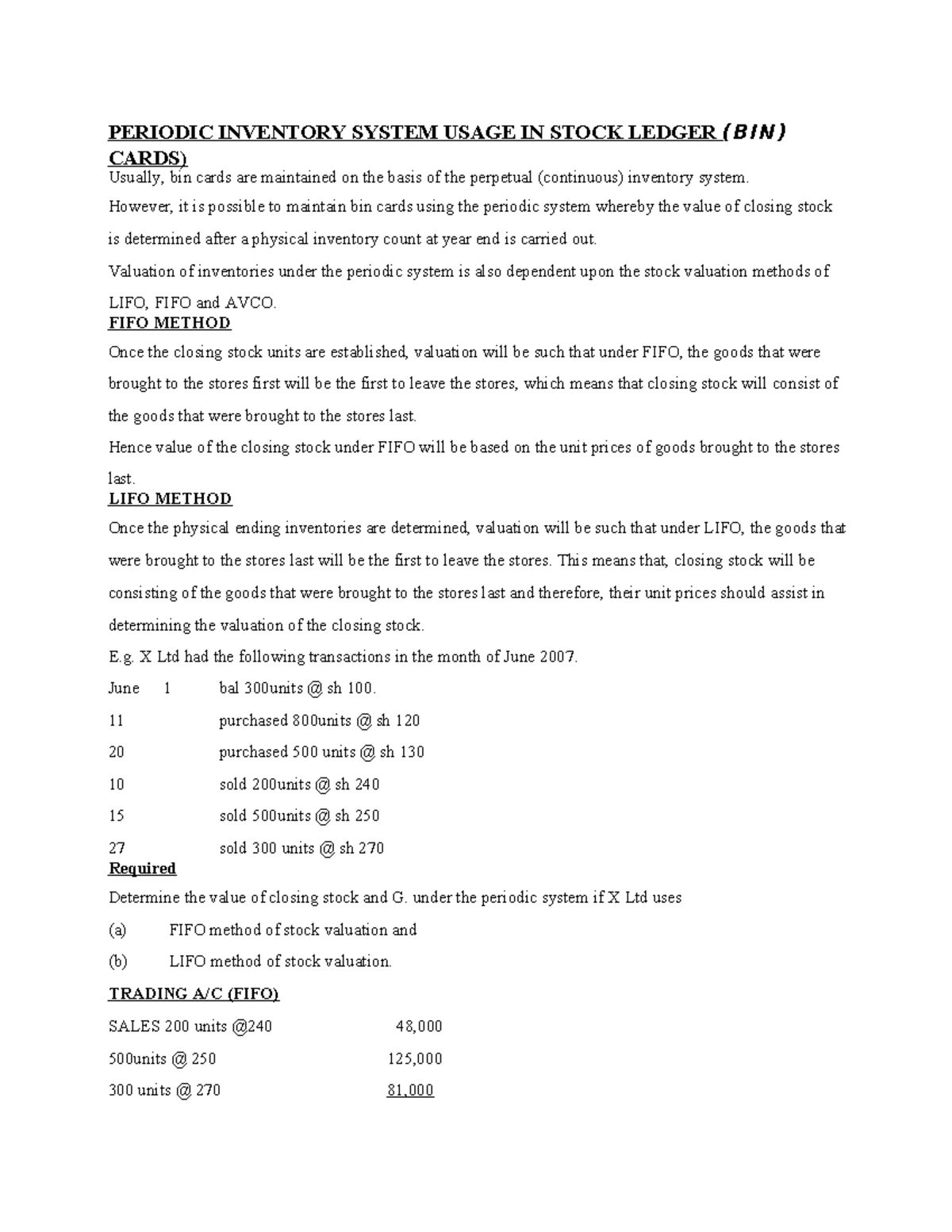 Periodic Inventory notes - PERIODIC INVENTORY SYSTEM USAGE IN STOCK ...