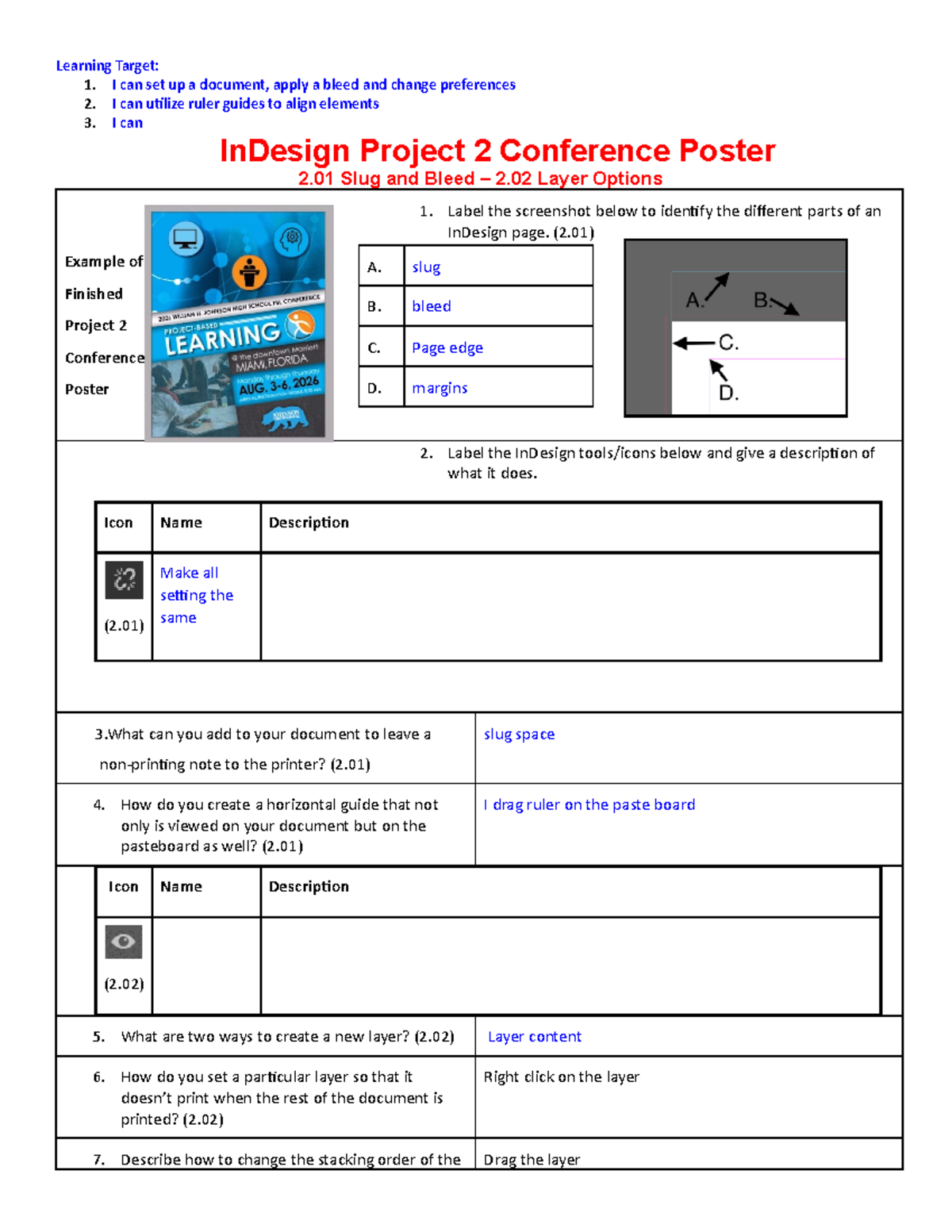 Proj 2 Conference Poster 2.01-2.02 Slug and Bleed and Layers Options ...