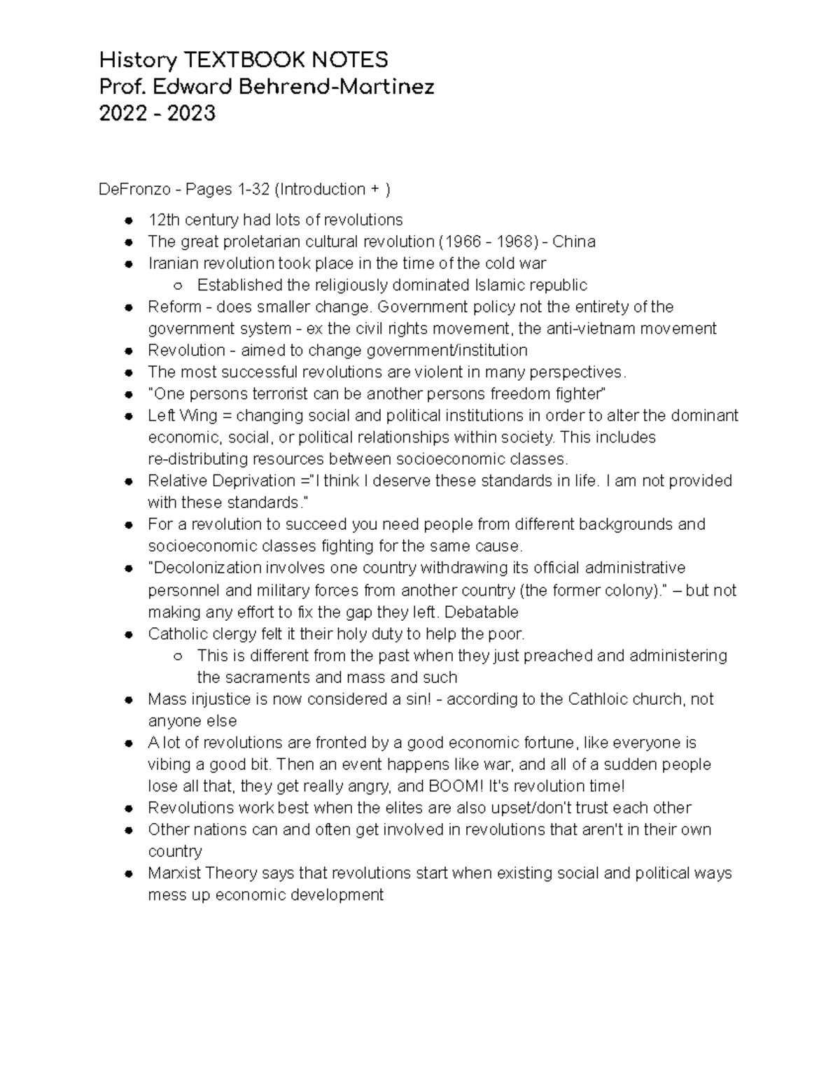 HIS Textbook notes - History TEXTBOOK NOTES Prof. Edward Behrend ...