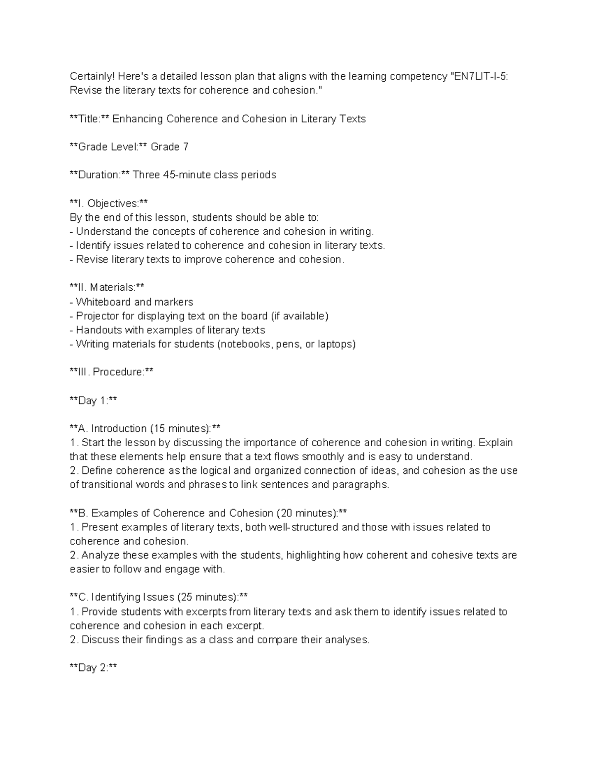 Enhancing Coherence and Cohesion in Literary Texts - Certainly! Here's ...