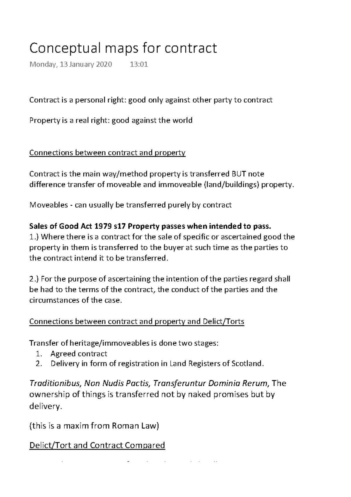 Conceptual maps for contract - Contract is a personal right: good only ...