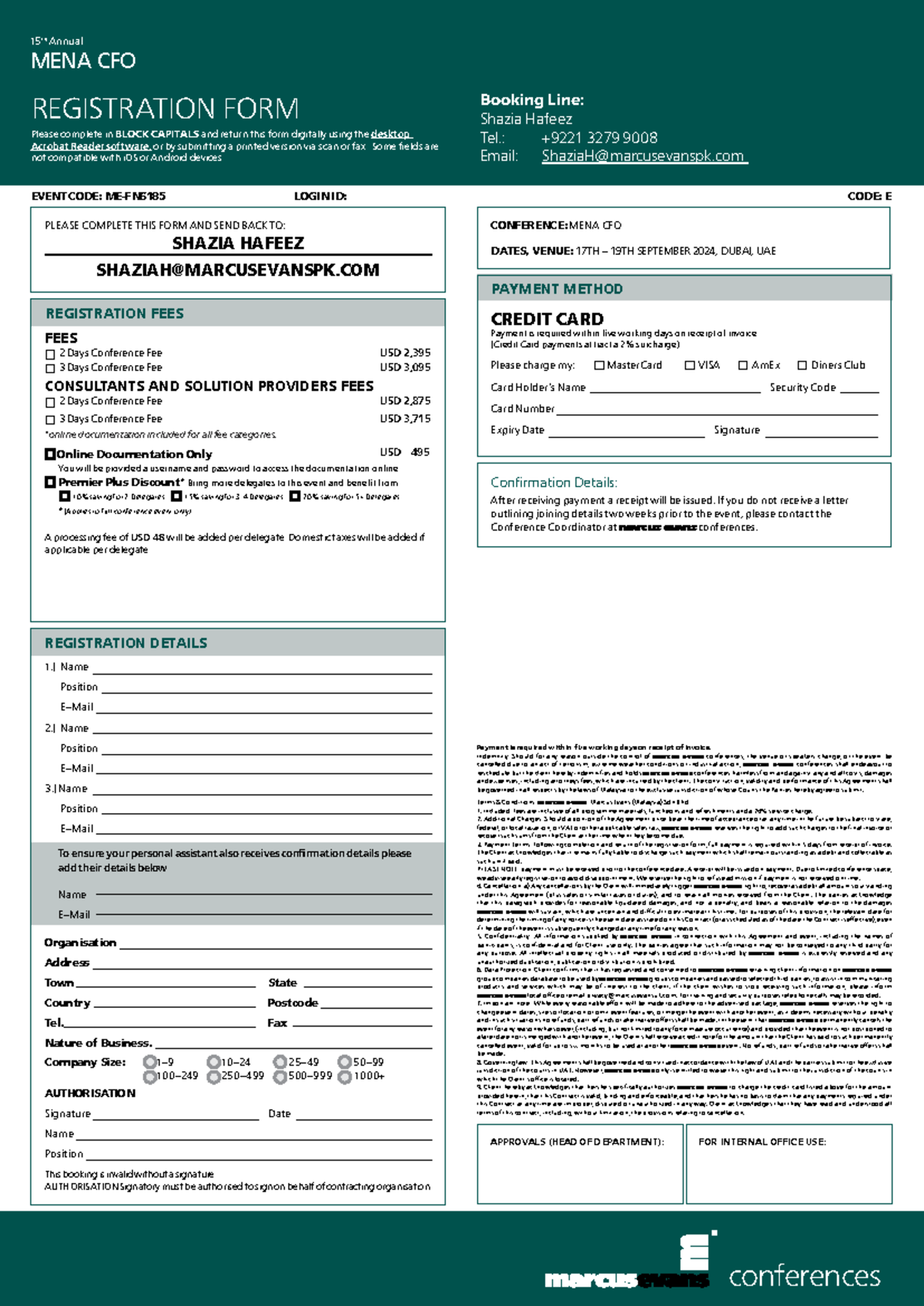 Das Holding Regi Form (15th Annual MENA CFO 2024) - conferences PLEASE COMPLETE THIS FORM AND ...
